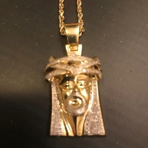 Accessories | Diamond Jesus Pieces Wgold Rope Chain | Poshmark